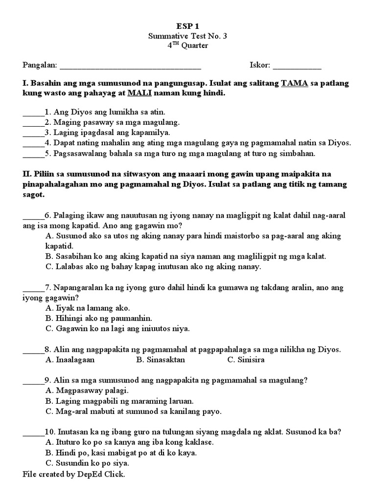 Esp 1 - Q4 - ST3 | PDF