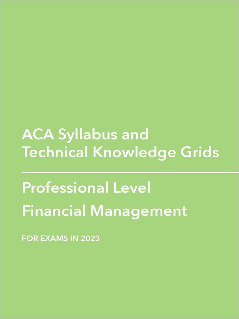 ACA Financial Management Guide | PDF | Accounting | Risk