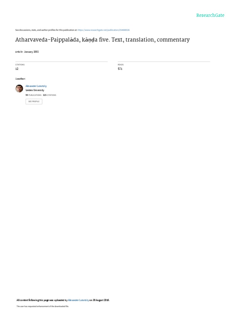 Atharvaveda-Paippalada Kanda Five Text Translation | PDF | Textual ...