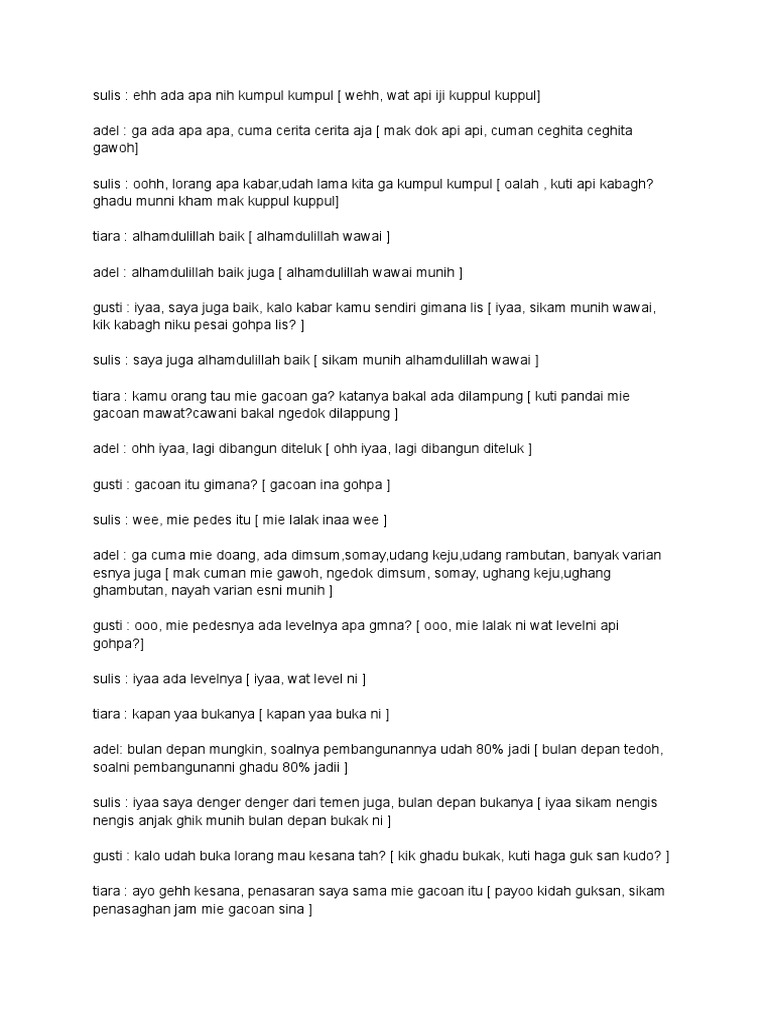 Teks Percakapan Bahasa Lampung | PDF