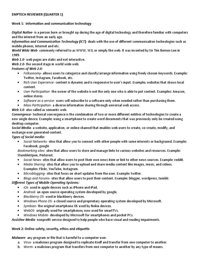 Emptech Reviewer | PDF | World Wide Web | Internet & Web