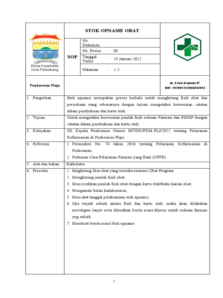 Sop Stok Opname | PDF