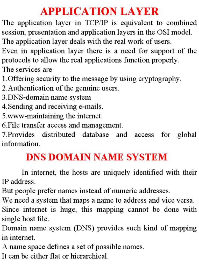 Application Layer Unit 7 Cse 3 | PDF | Domain Name System | Domain Name