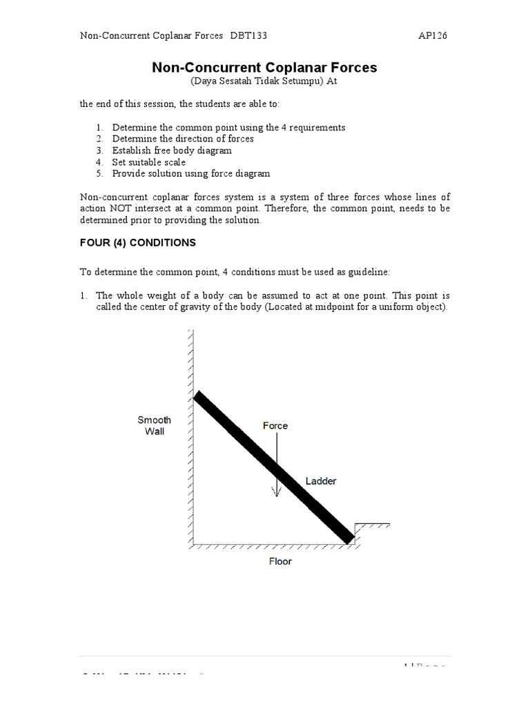 1c) Non Concurrent Coplanar Forces | PDF