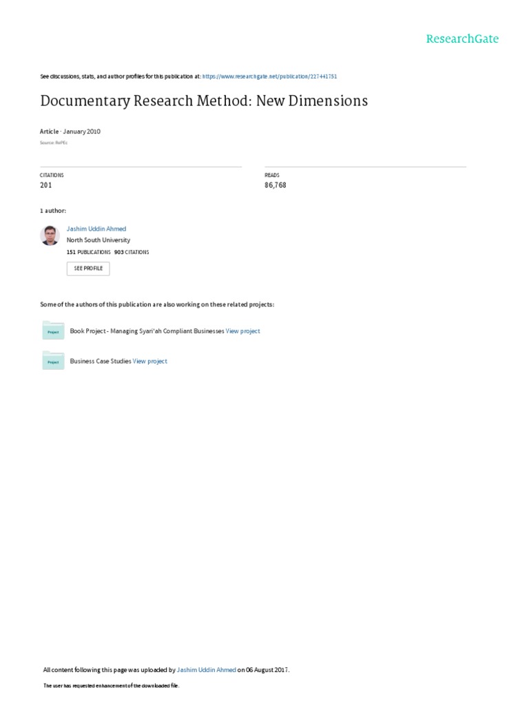 Documentary Research Method New Dimensions | PDF | Data | Social Sciences