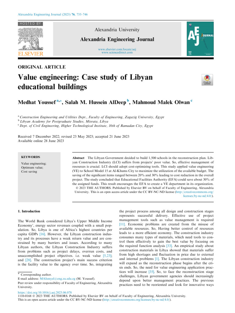Value Engineering in Libyan Schools | PDF | Concrete | Brick