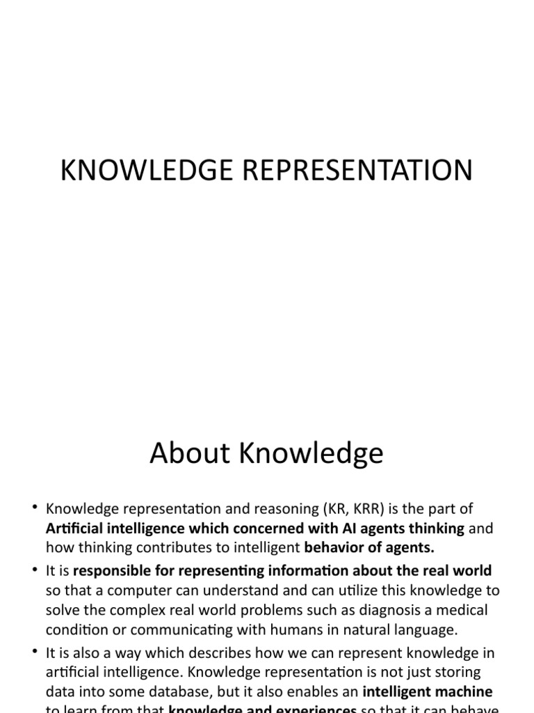 Knowledge Representation | PDF | Knowledge Representation And Reasoning | Artificial Intelligence