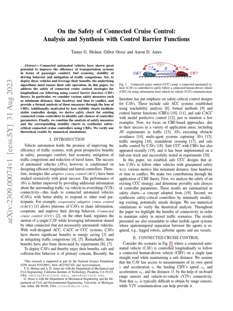 On The Safety of Connected Cruise Control: Analysis and Synthesis With Control Barrier Functions ...
