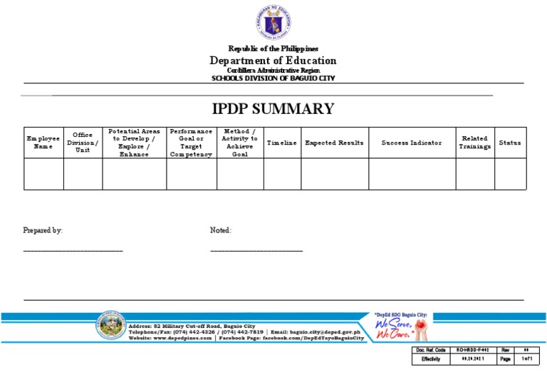 002 IPDP Summary Template | PDF