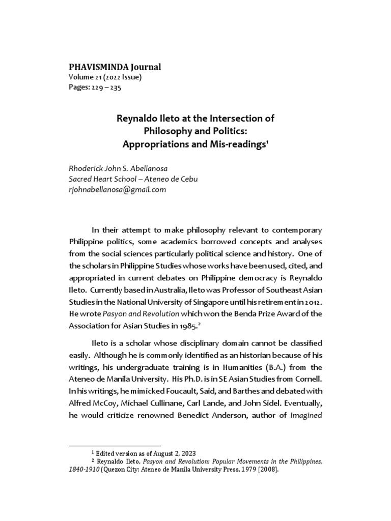 08-ABELLANOSA_PREFINAL_Revisiting-Ileto | PDF | Philippines | Science
