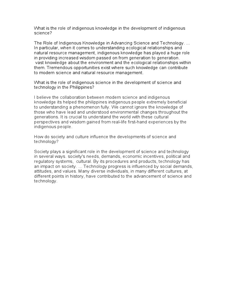 What Is The Role of Indigenous Knowledge in The de | PDF