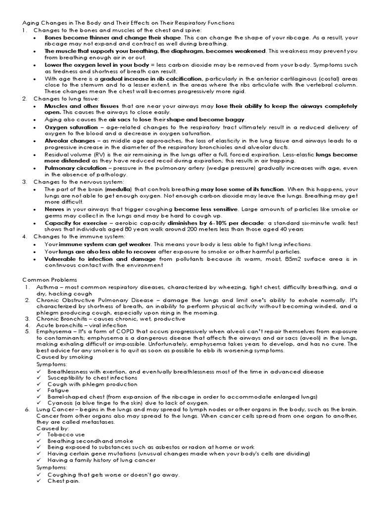 Aging Changes in The Body and Their Effects On Their Respiratory ...
