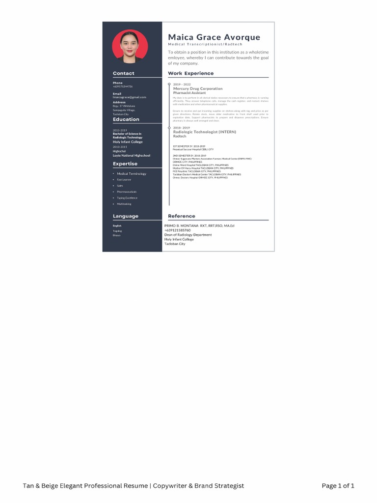 Tan & Beige Elegant Professional Resume Copywriter & Brand Strategist | PDF