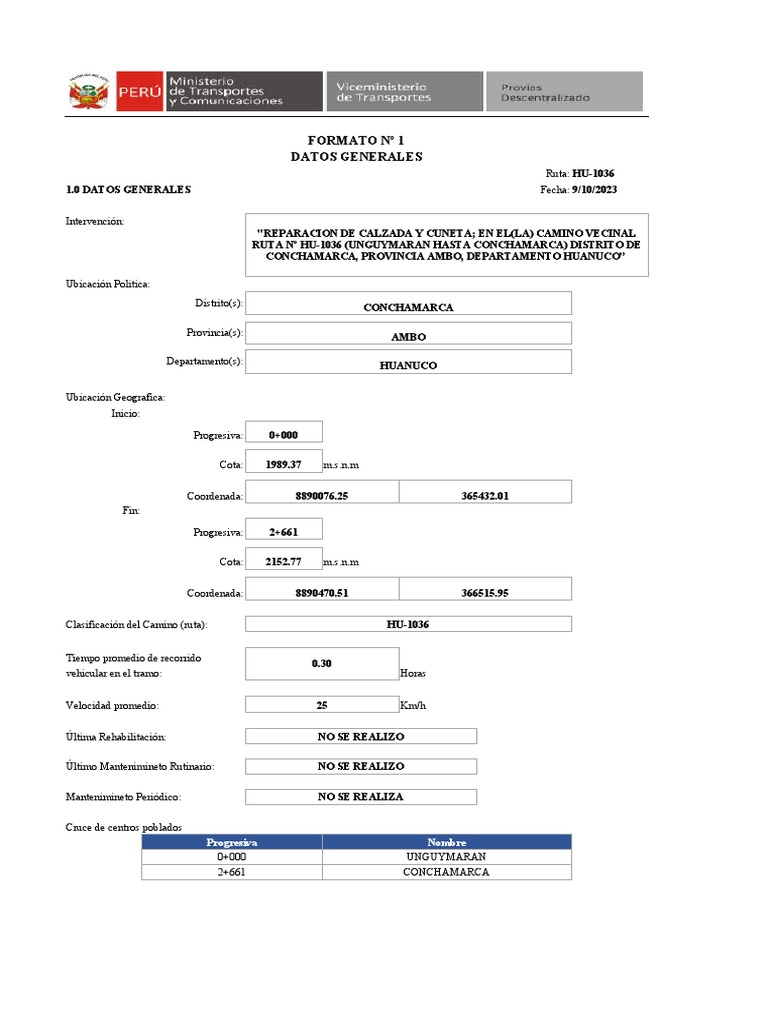 01-Formato 1-Inventario Vial | PDF | Geografía Física | Altura
