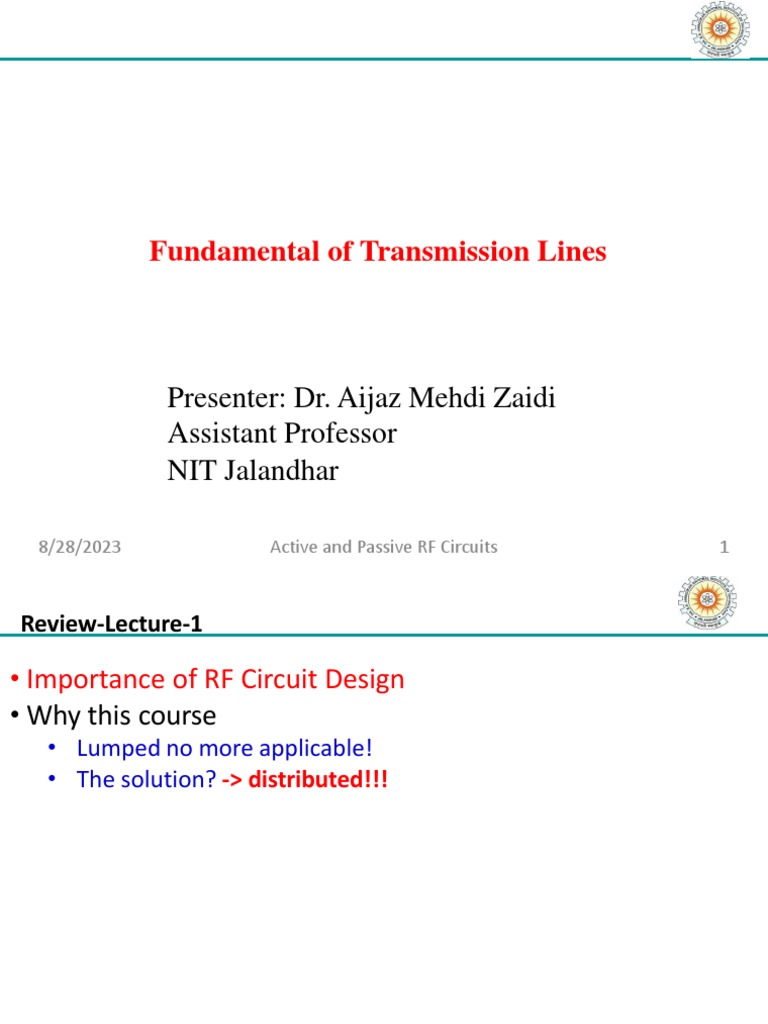 TL Theory L 2 | PDF | Transmission Line | Electrical Network