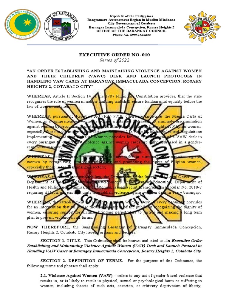 010 Vawc Desk | PDF | Violence | Violence Against Women