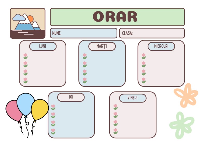ORAR - A4, CARTON, COLOR - 30 Buc | PDF