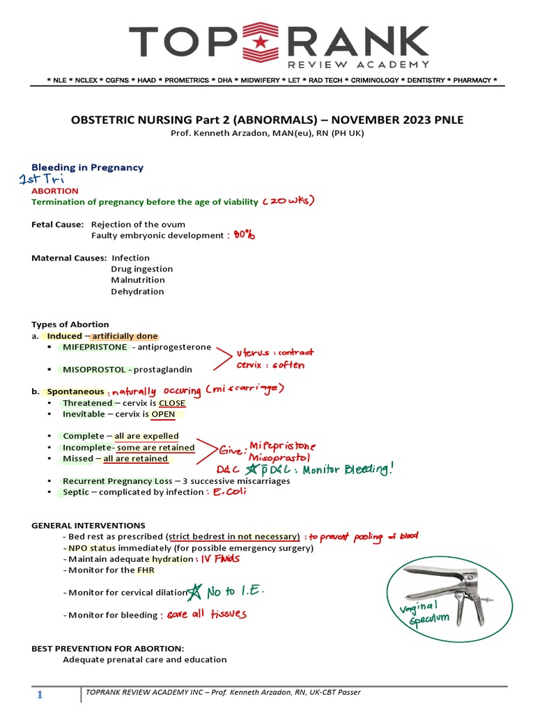 OB-2-SIR-KEN L | PDF | Miscarriage | Preterm Birth