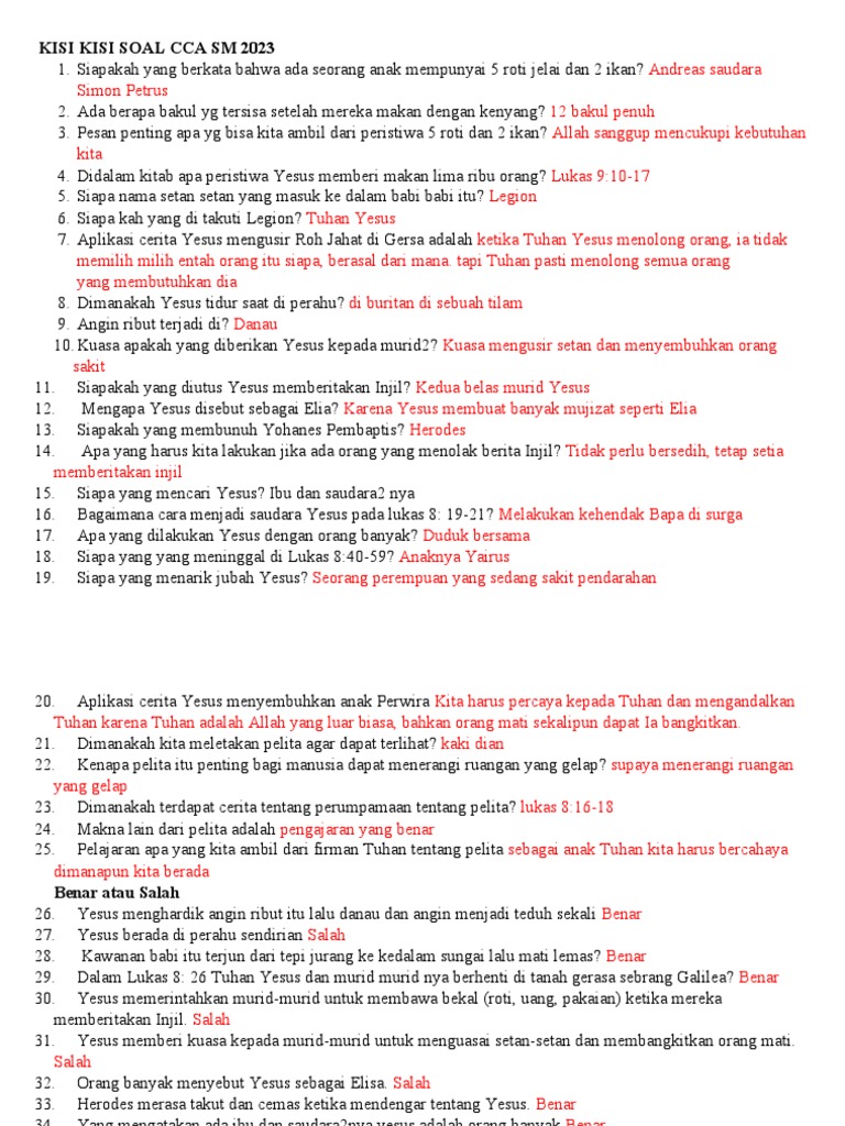 Kisi Kisi Soal Cca SM 2023 | PDF