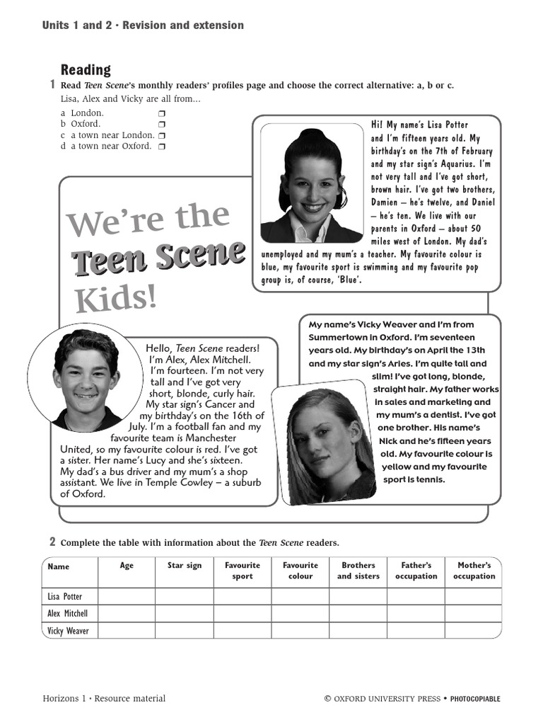 Horizons 1. Reading and Writing About Yourself | PDF