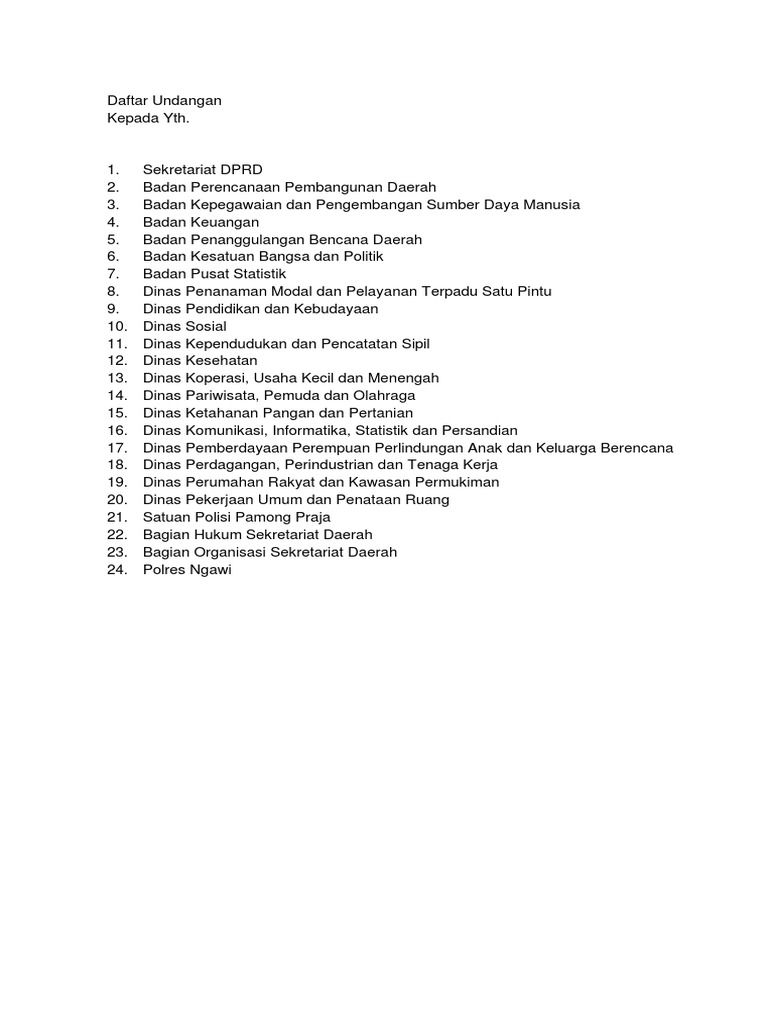 Daftar Undangan KLHS RPJPD | PDF