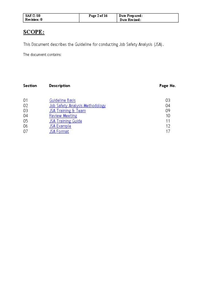 Procedure For Jsa | PDF | Hazards | Safety