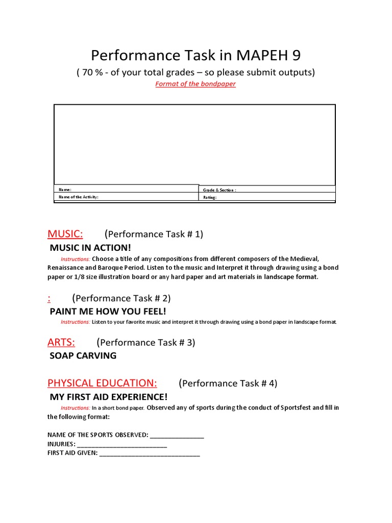 Performance Task in MAPEH 9 | PDF