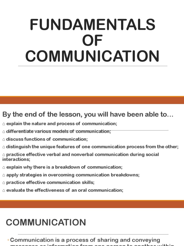 Oral Comm Fundamentals Of Communication Pdf Communication Nonverbal Communication