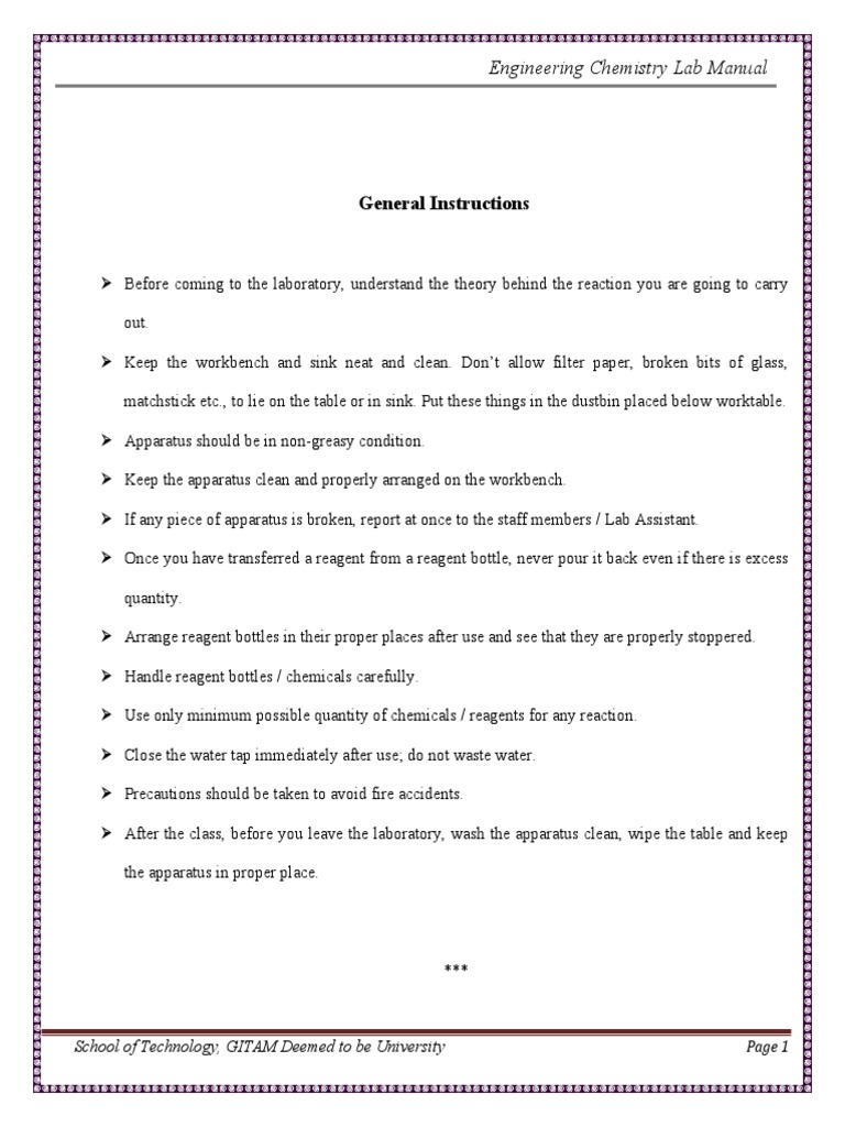 Lab Manual GITAM BTech-I-Sem | PDF | Titration | Chemistry