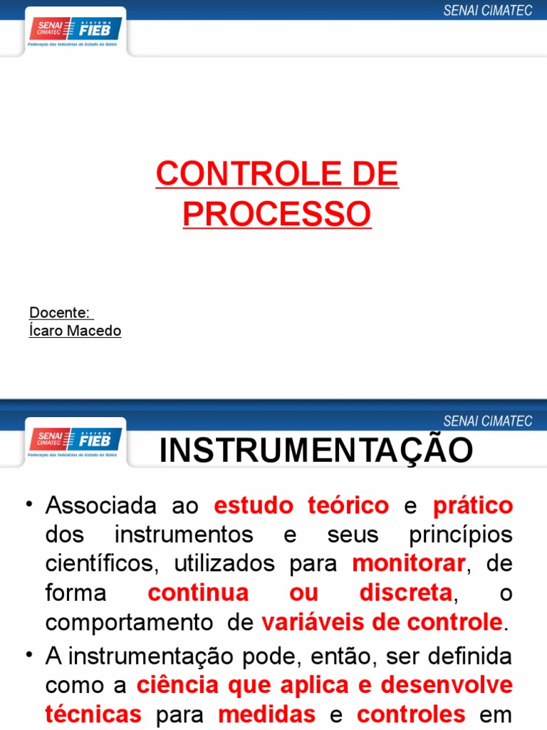 Controle de Processos e Instrumentação | PDF | Engenharia de Controle ...