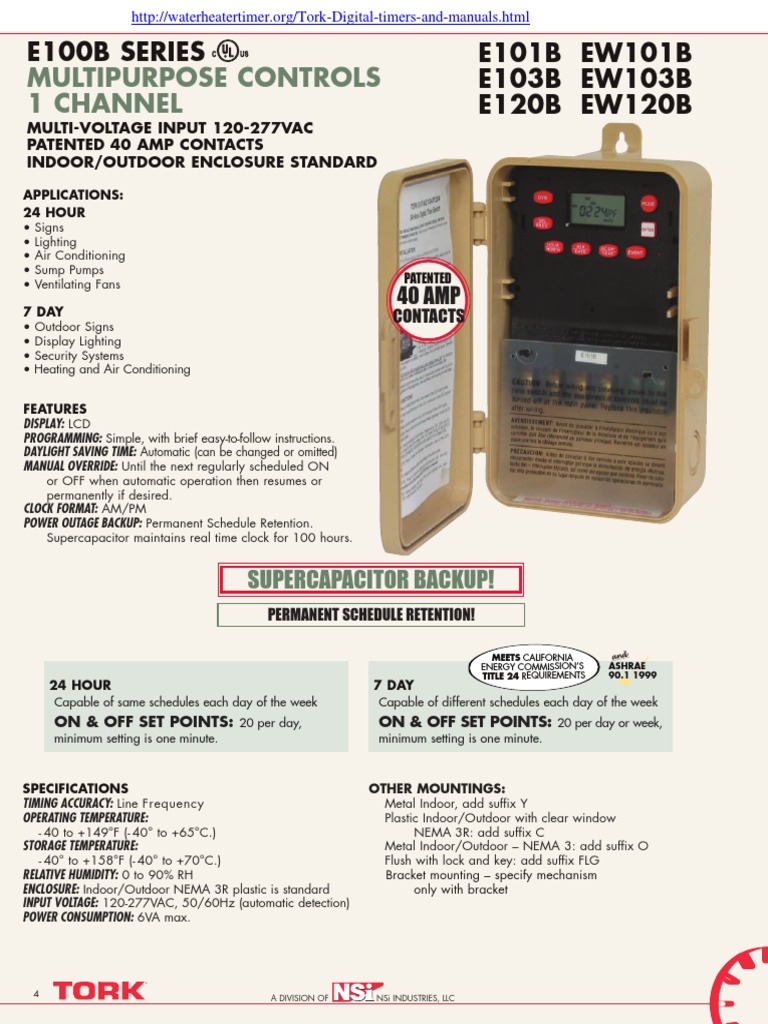 Tork E101B Timer Manual | PDF