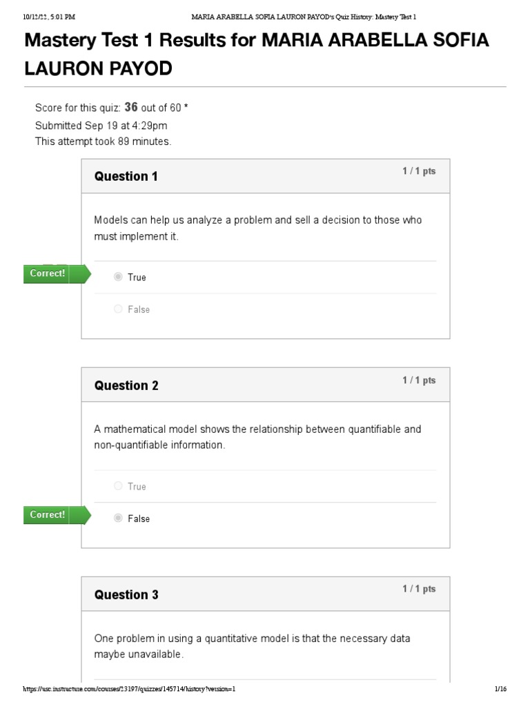 Mansci Mastery Tests | PDF | Linear Programming | Mathematical Optimization