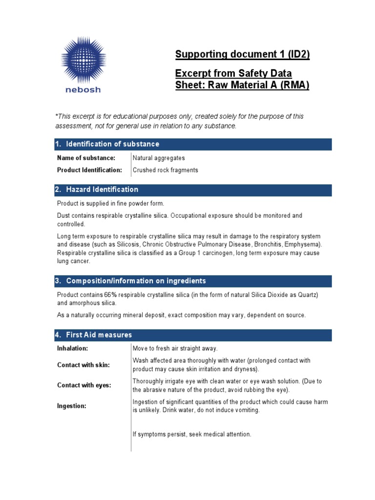 2.2 ID2 Support Document - Safety Data Sheet | PDF | Silicon Dioxide ...