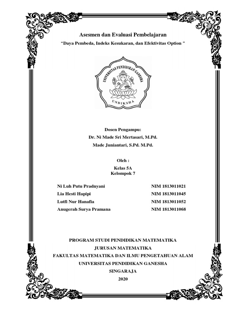 Rumus Daya Pembeda Soal Pilihan Ganda | PDF | Sains & Matematika