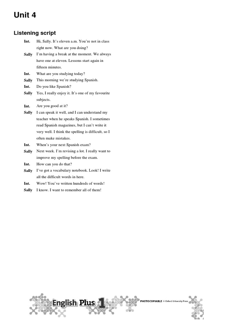 Unit 4 Listening Script | PDF