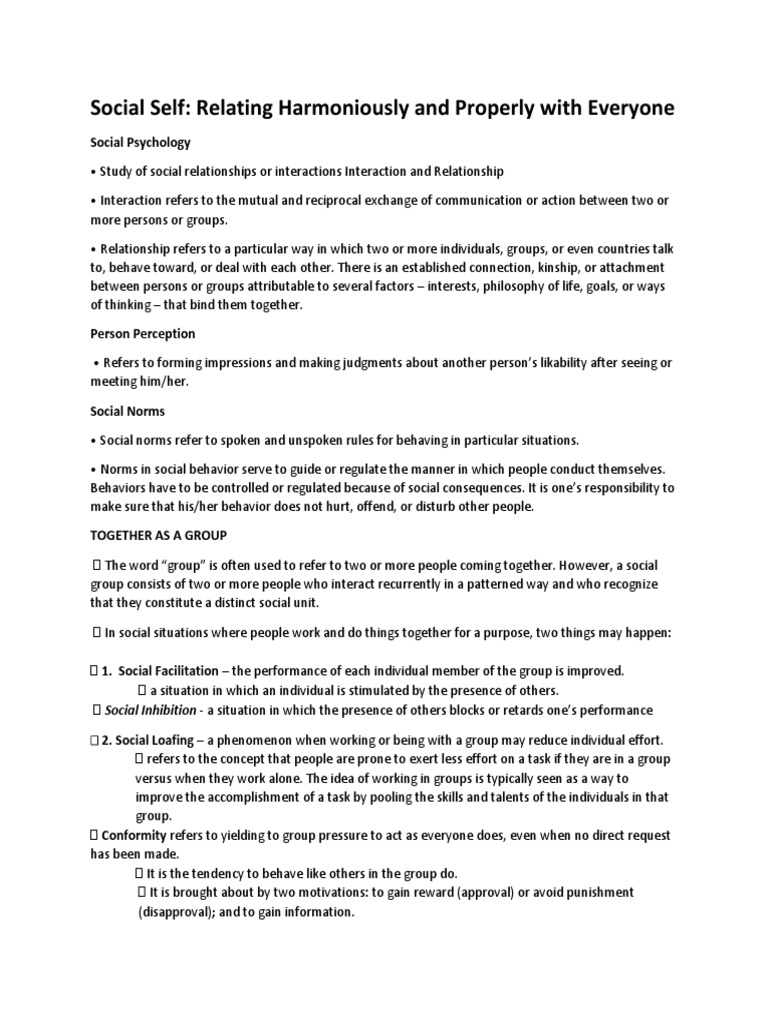 Social Self | PDF | Love | Conformity