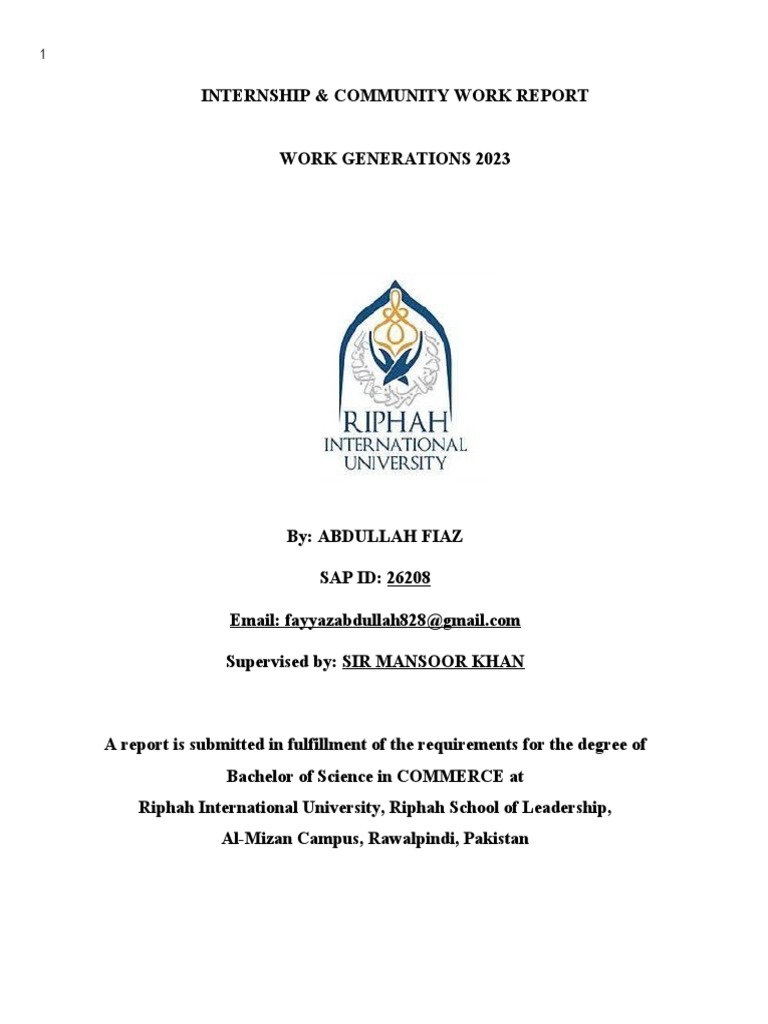 INTERNSHIP Report Abdullah | PDF | Swot Analysis | Employment