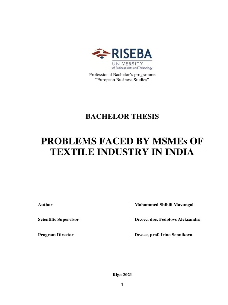 PROBLEMS FACED BY MSMEs OF TEXTILE INDUSTRY IN INDIA - Mohammed Shibili ... PROBLEMS FACED BY MSMEs OF TEXTILE INDUSTRY IN INDIA - Mohammed Shibili ...