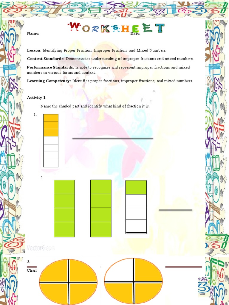 Identifying Proper Fraction, Improper Fraction, and Mixed Numbers | PDF ...