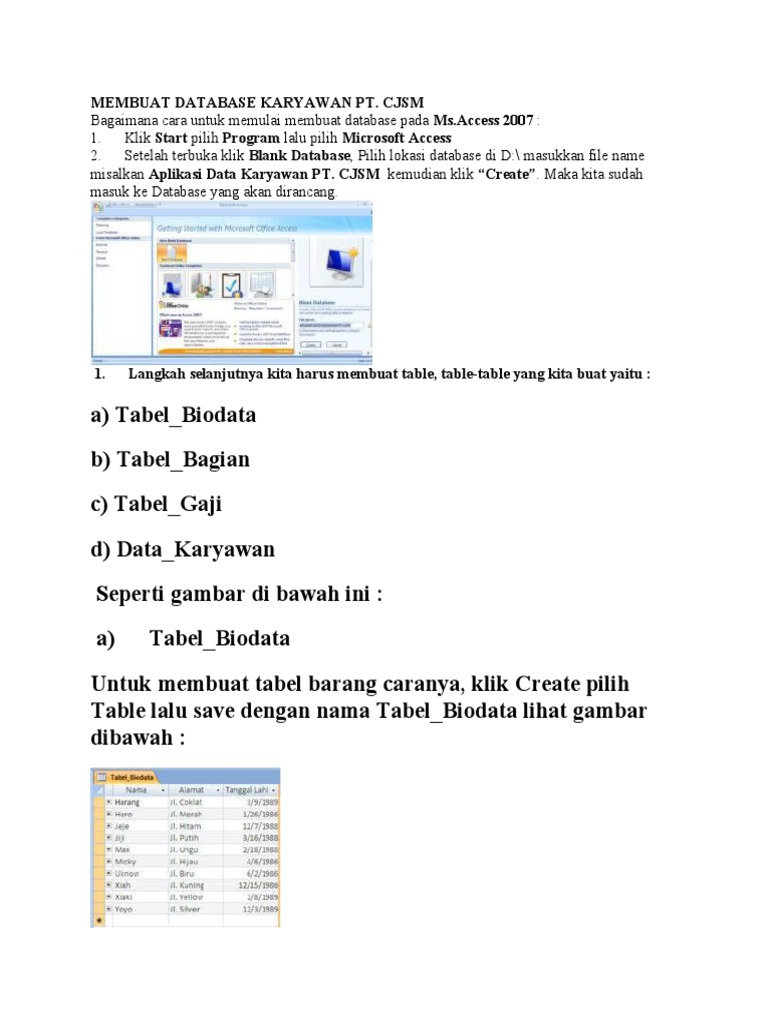 Membuat Database di Ms. Access | PDF | Karier & Perkembangan