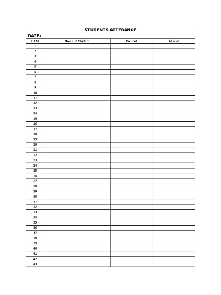 Sample Attendance Sheet | PDF