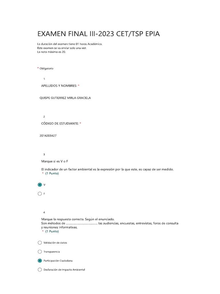 Examen Final III-2023 Cet - TSP Epia | PDF