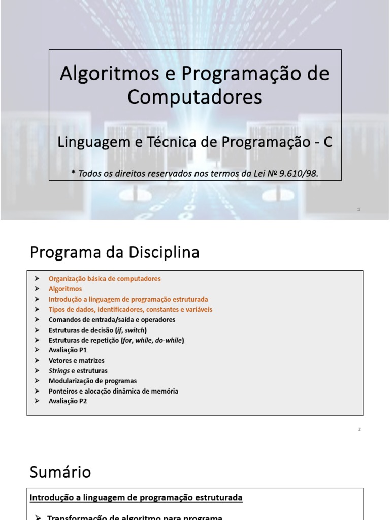 Aula-02 - Tipos de dados, constantes e variáveis - Algoritmos e ...