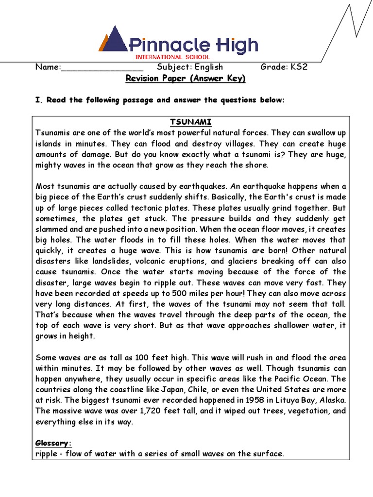 KS2-Term 1-Revision-English-Answer Key | PDF | Science & Mathematics