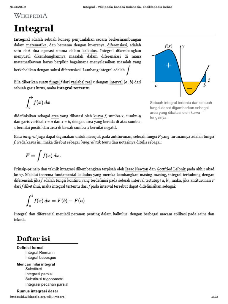 Definisi dan Makna Integral dalam Matematika | PDF