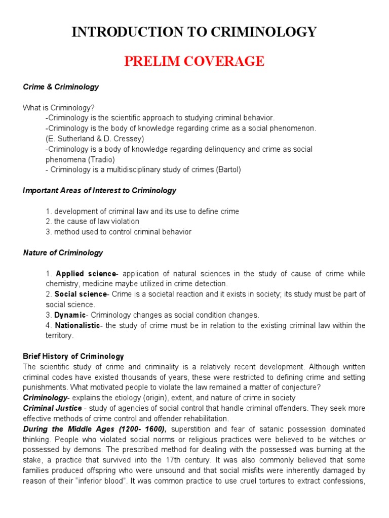 Introduction To Criminology Module | PDF | Organized Crime | Criminology