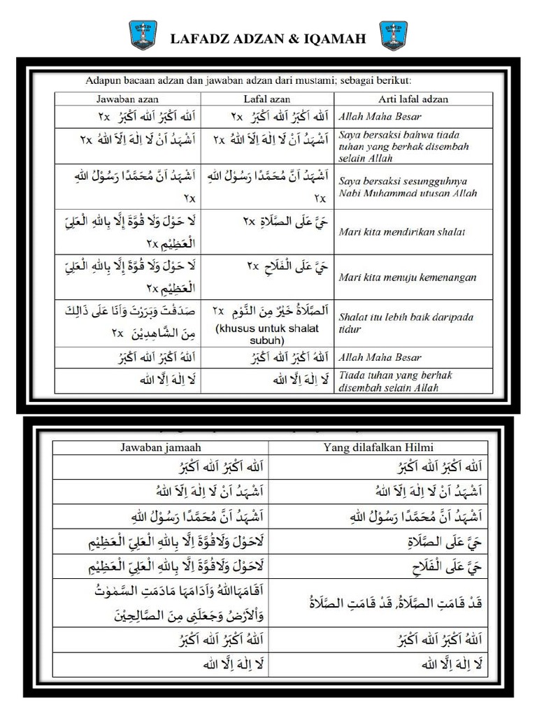 Lafadz Adzan & Iqamah | PDF