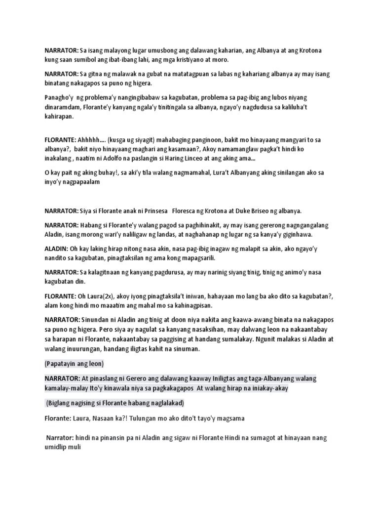 Florante at Laura Script | PDF