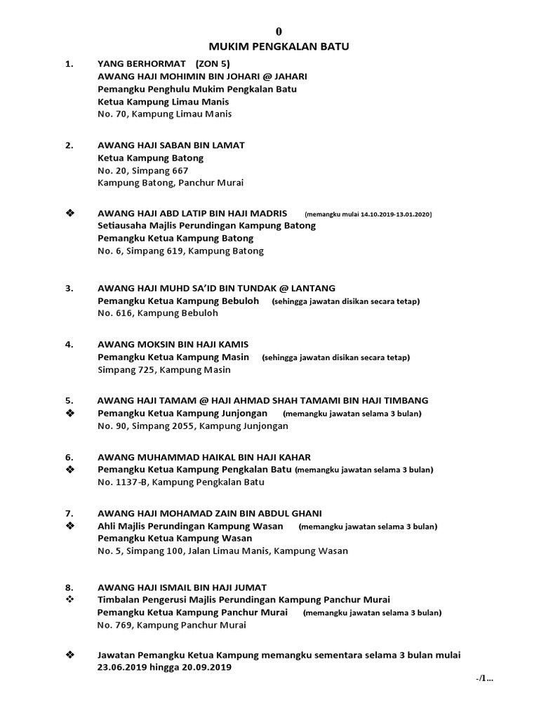 Penghulu Dan Ketua Kampong 2 | PDF