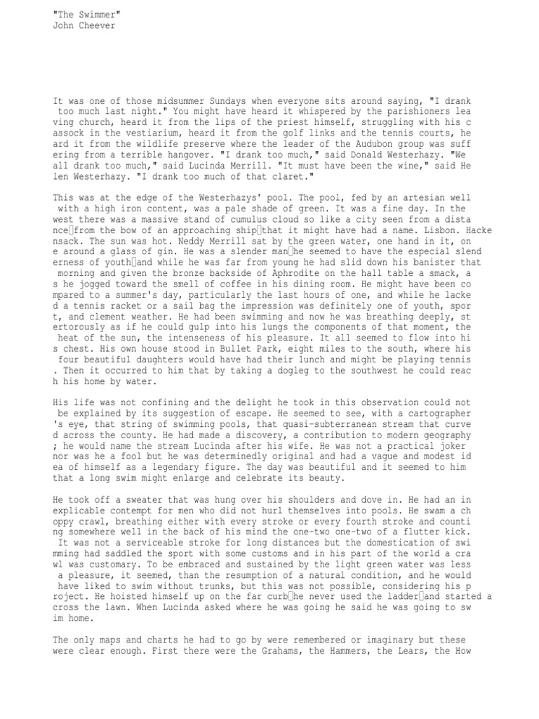 Cheever John The Swimmer | PDF